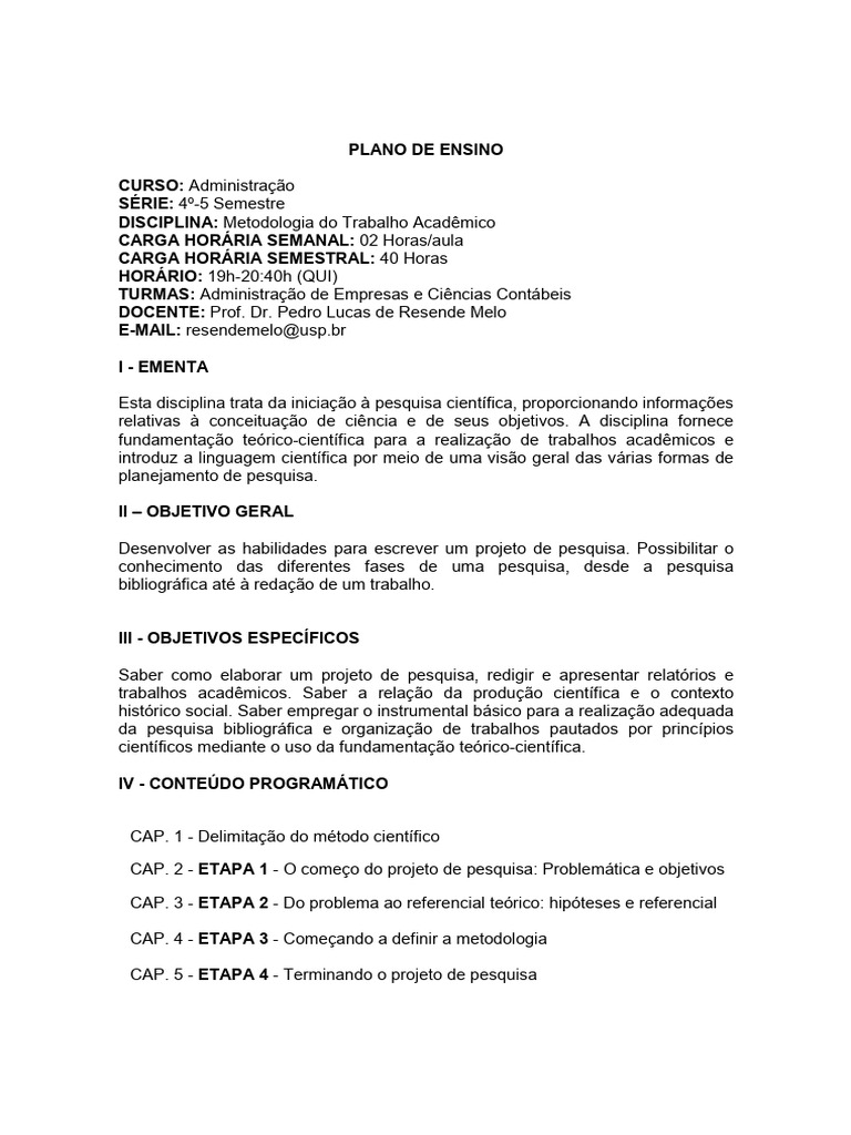 Metodologia Do Trabalho Academico - Unip Pinheiros - Pedro Melo | PDF ...