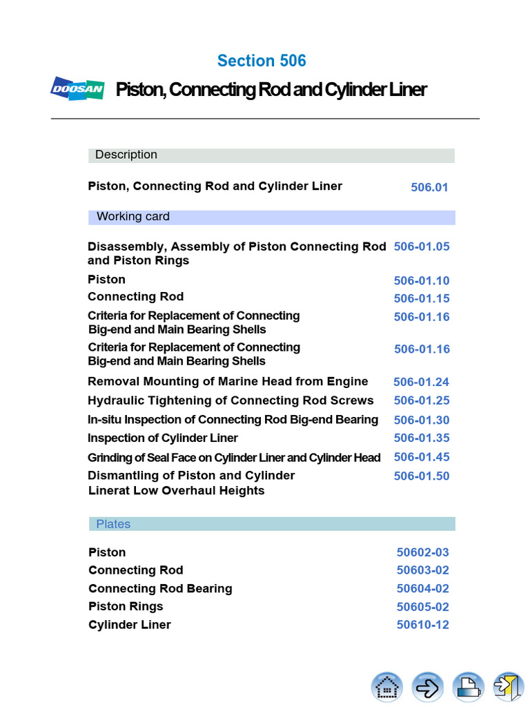 Piston, Connecting Rod and Cylinder Liner: Section 506 | PDF | Piston | Bearing (Mechanical)