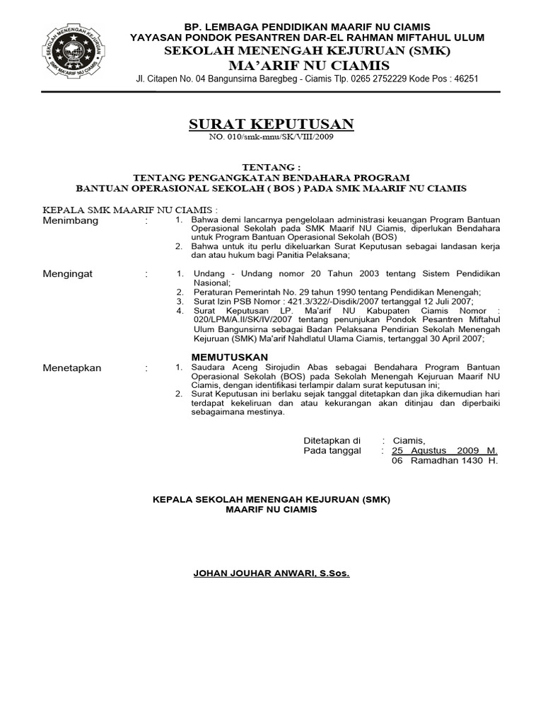 Surat Keputusan Bos | PDF