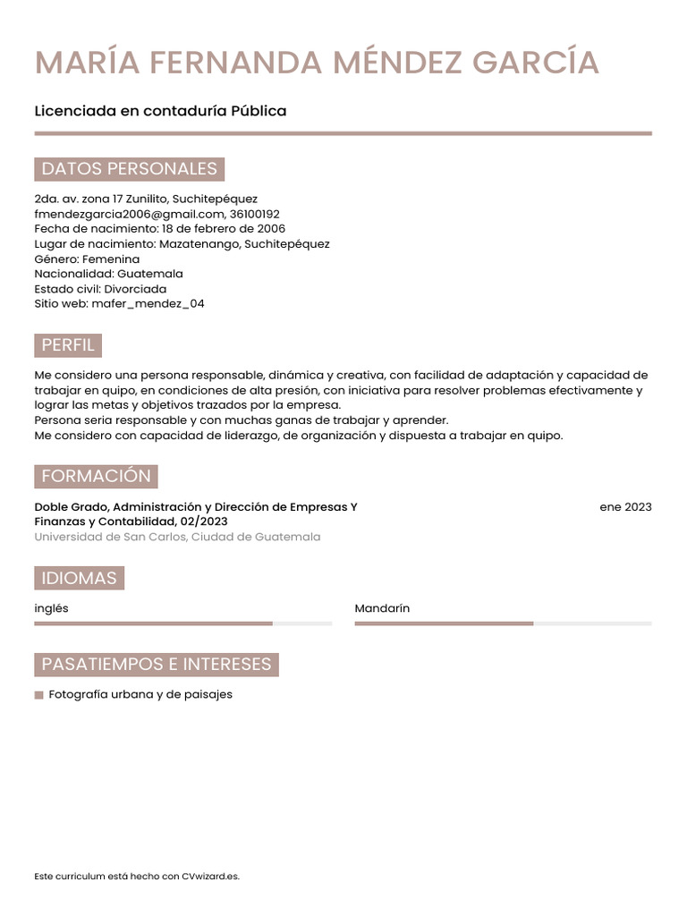 CV María Fernanda Méndez García | PDF
