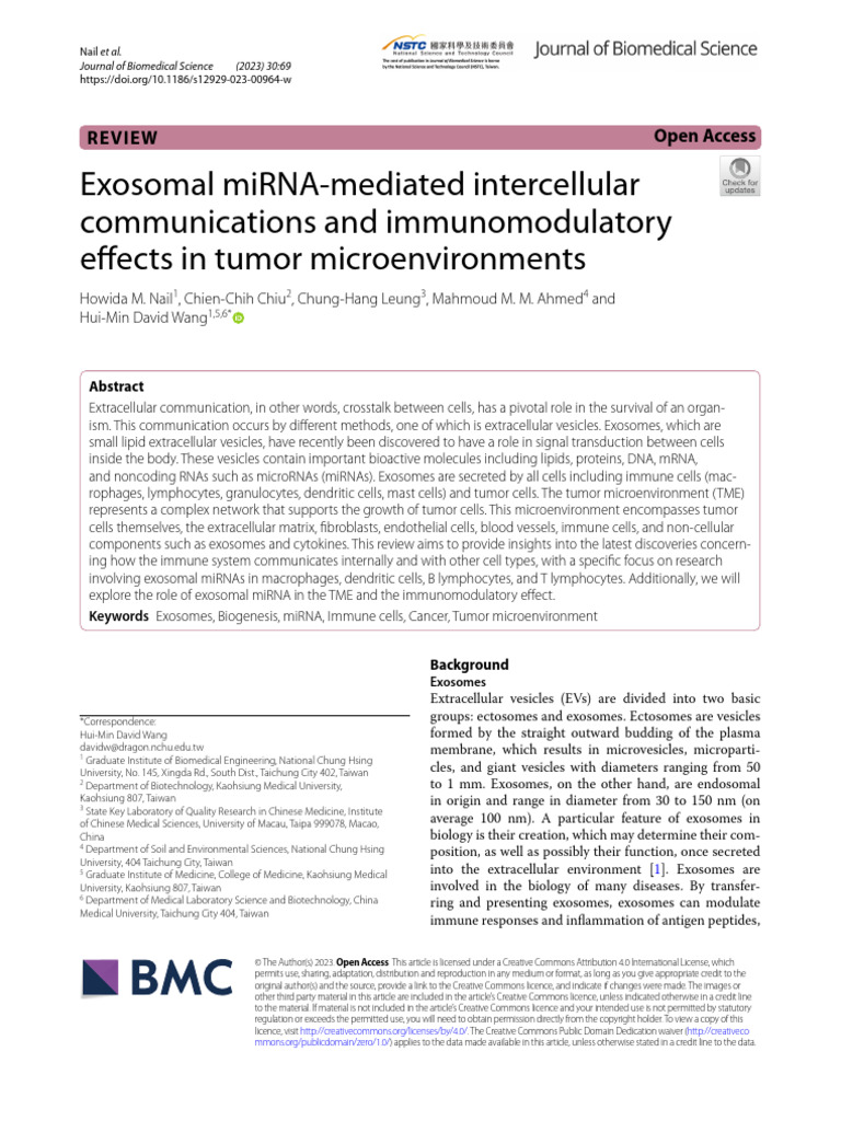 Exosomal miRNA-mediated Intercellular Communications and ...