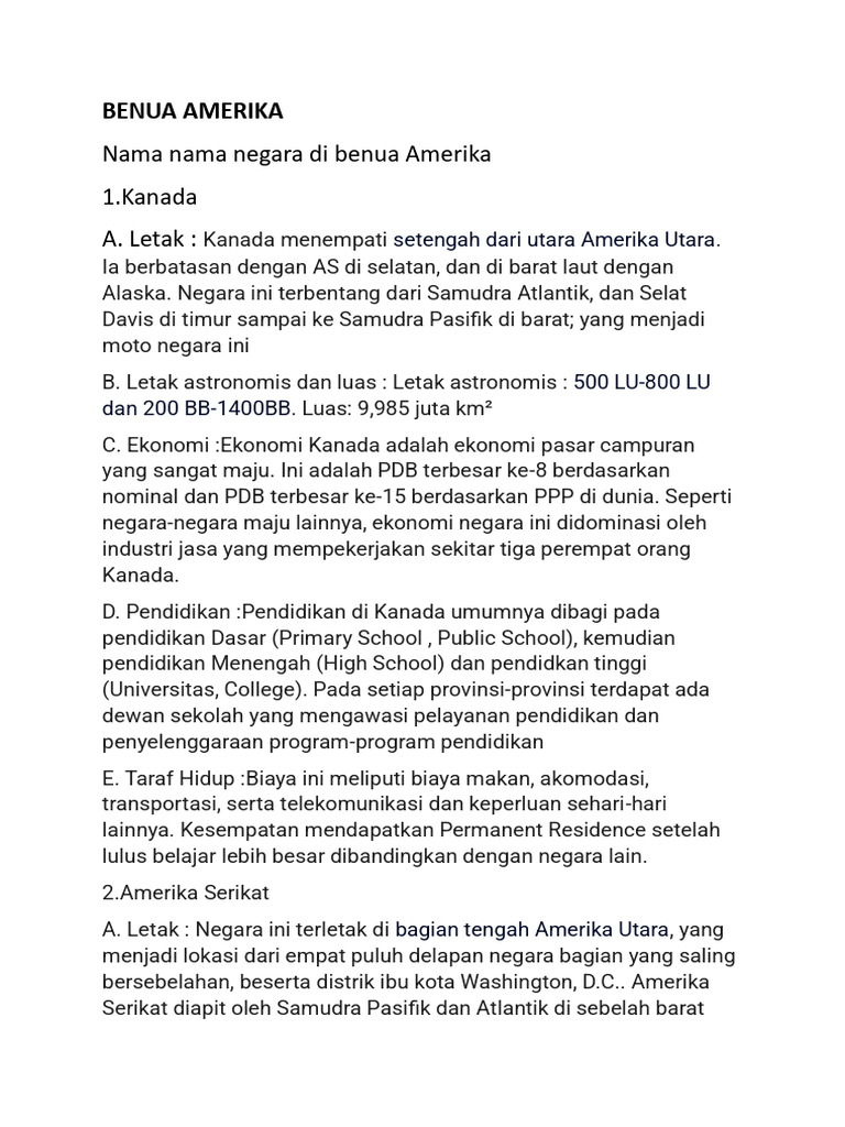 Negara Dibenua Amerika | PDF