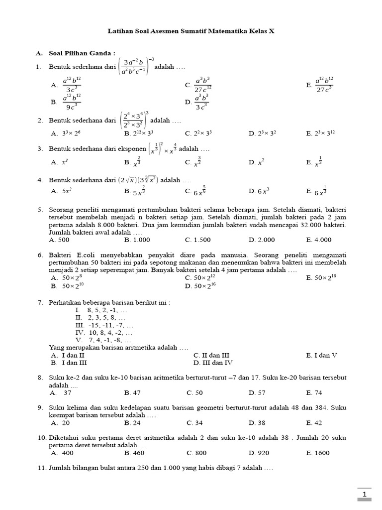 Latihan Soal Asesmen Sumatif | PDF