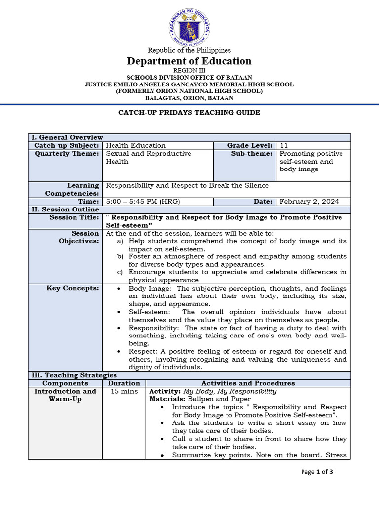 Teaching Guide Catchup HRG Grade 11 | PDF