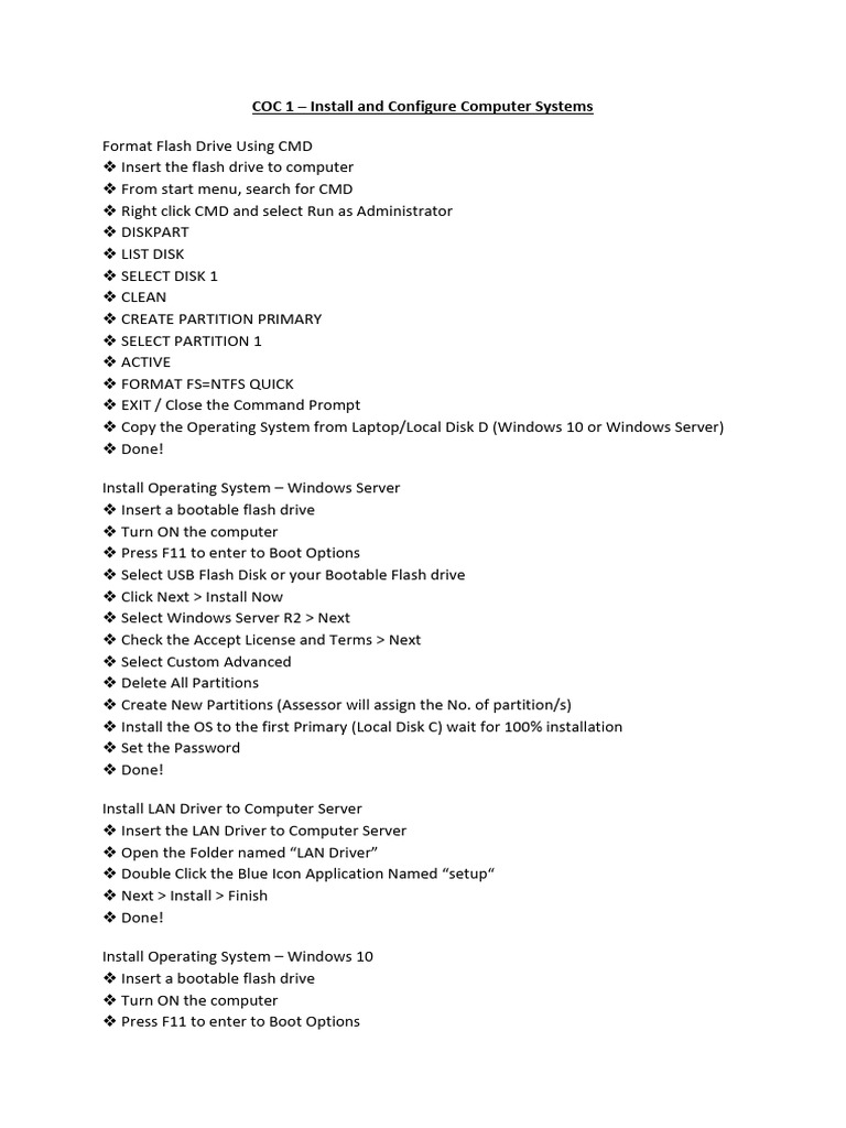 COC 1 Procedures | PDF