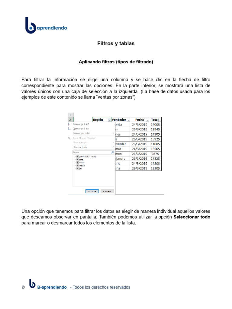 Excel Básico comercial-M3-R3-Aplicando Filtros | PDF | Informática | Negocios