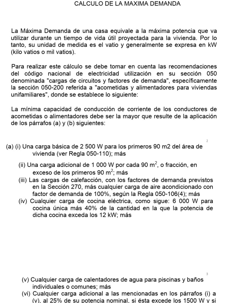Cálculo Máxima Demanda Eléctrica | PDF | Tecnología