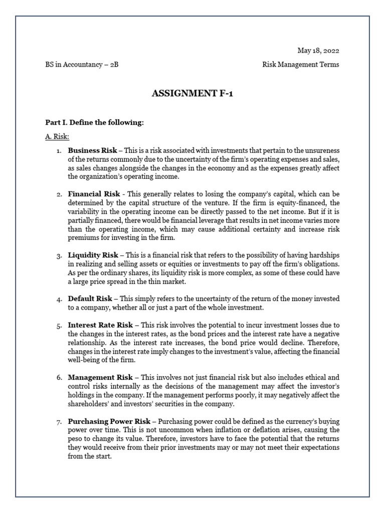 Risk Management Terms | PDF