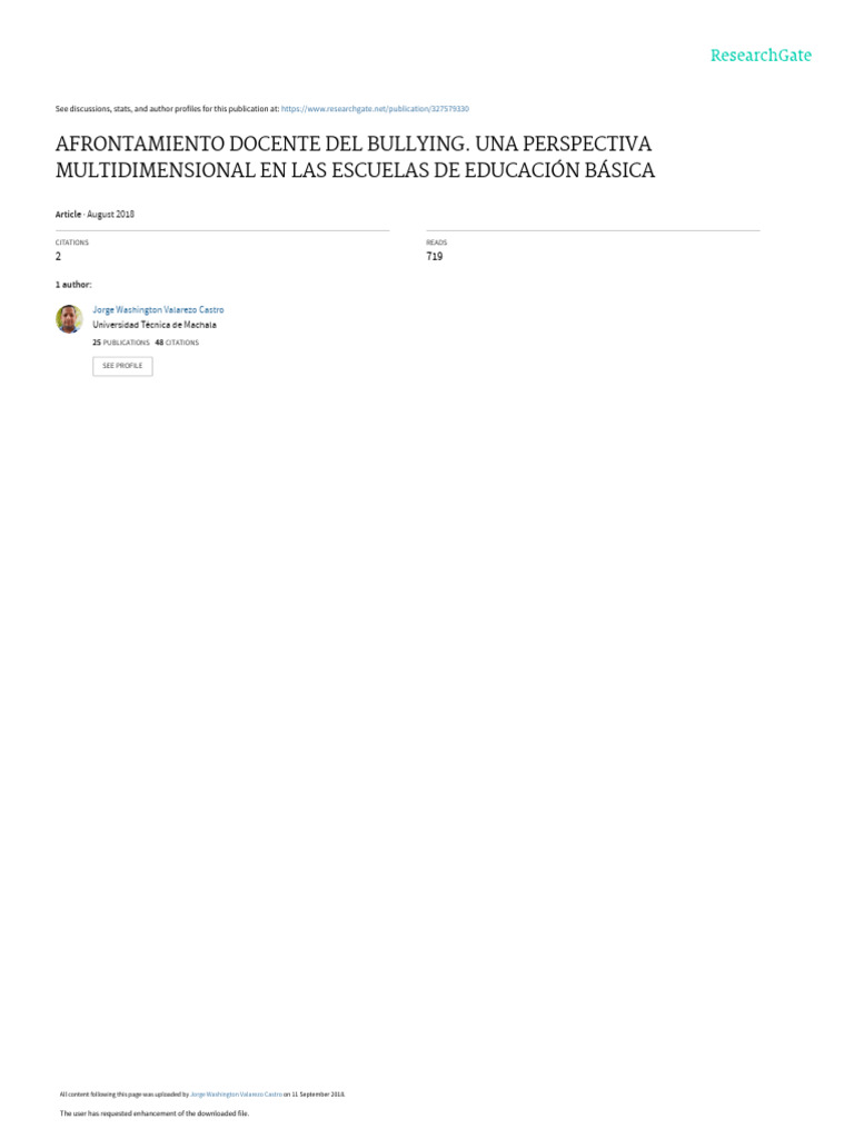 Afrontamiento Docente Del Bullying. Una Perspectiva Multidimensional en ...
