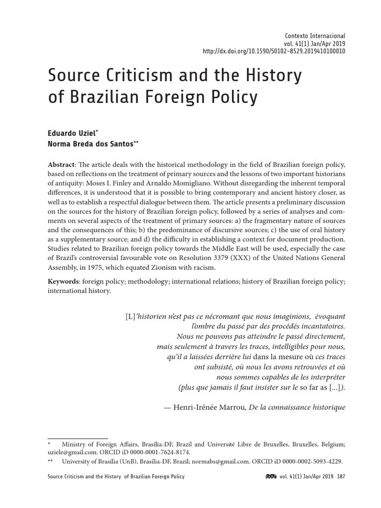 Source Criticism and The History | PDF