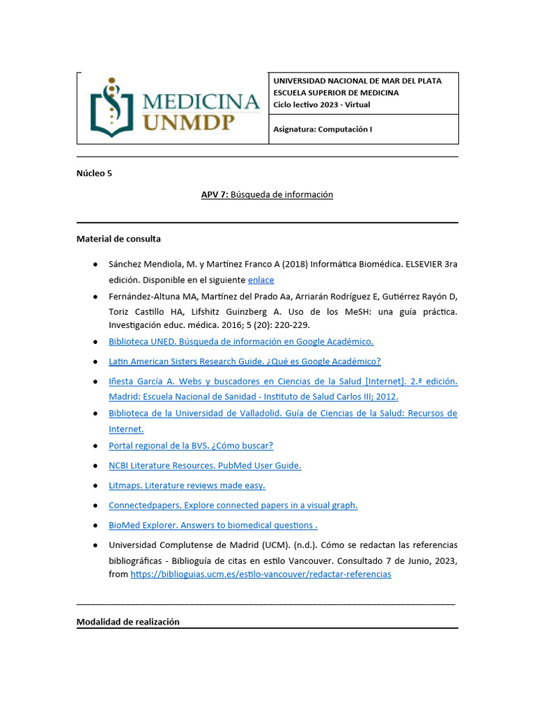 APV - 7 Fuentes de Información en Cs de La Salud y Busqueda (1) | PDF ...