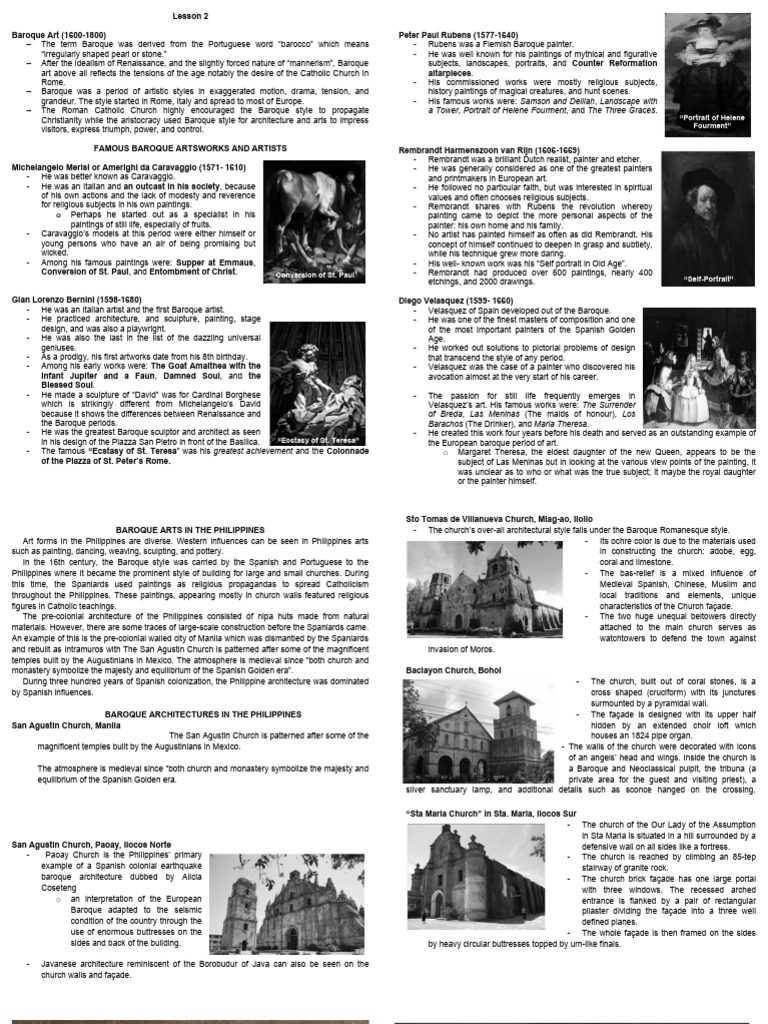 Baroque Period - Handouts | PDF | Art | Classics