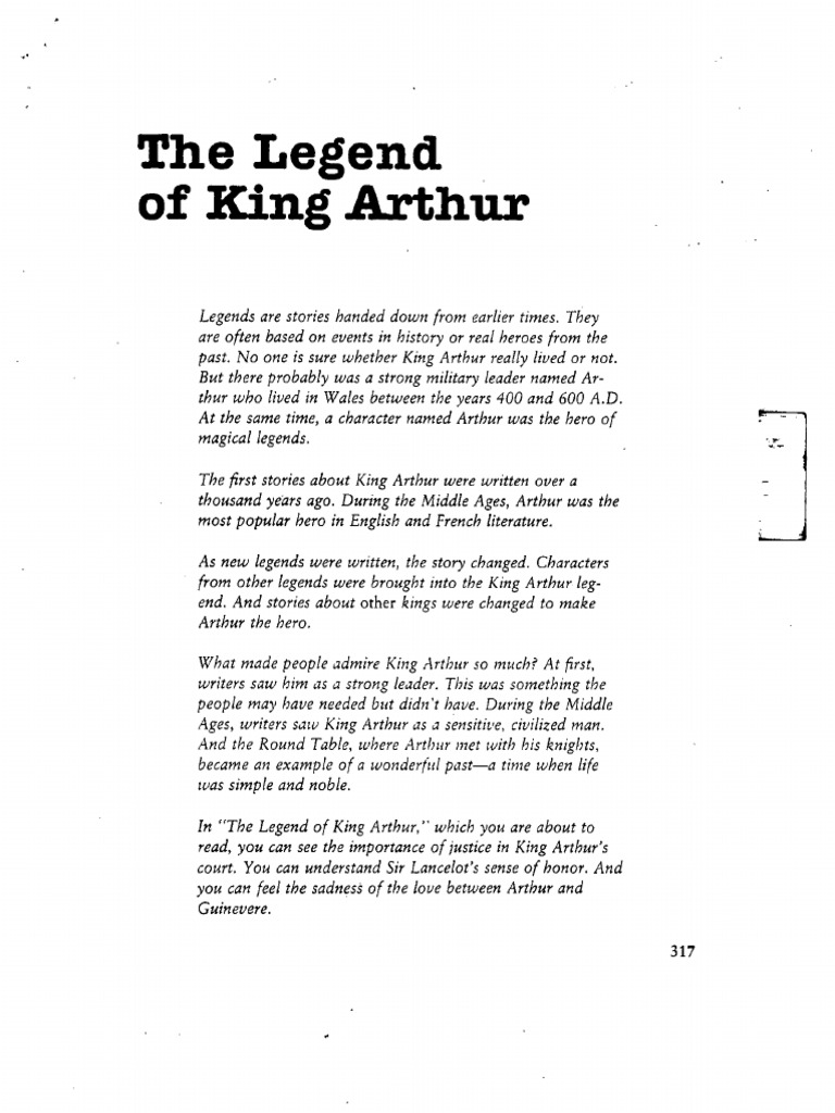The Legend of King Arthur Story | PDF