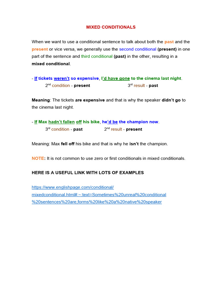 Mixed Conditionals | PDF