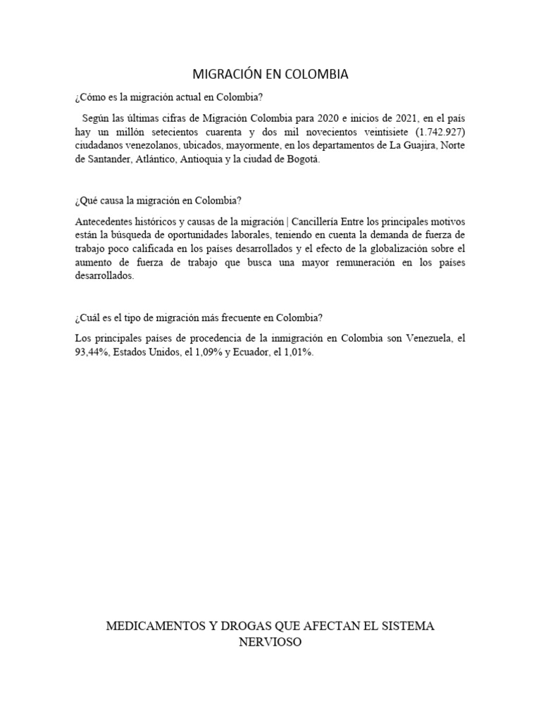 Migración en Colombia | PDF