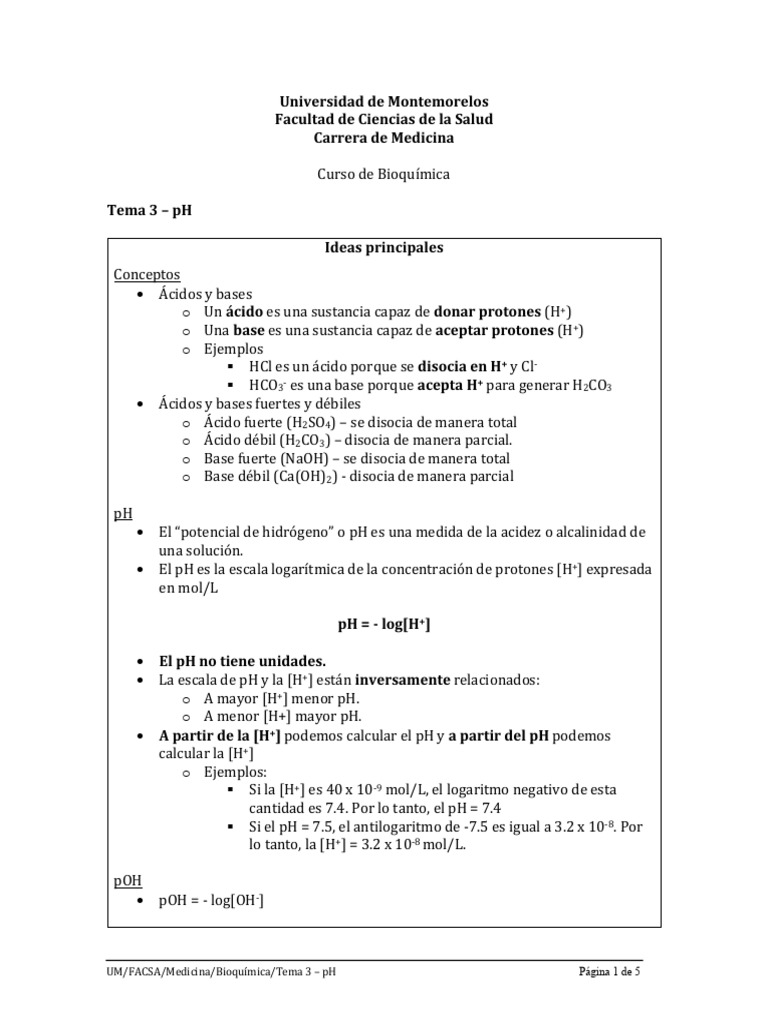 PH Con Formulas | PDF | Constante de disociación ácida | Ph