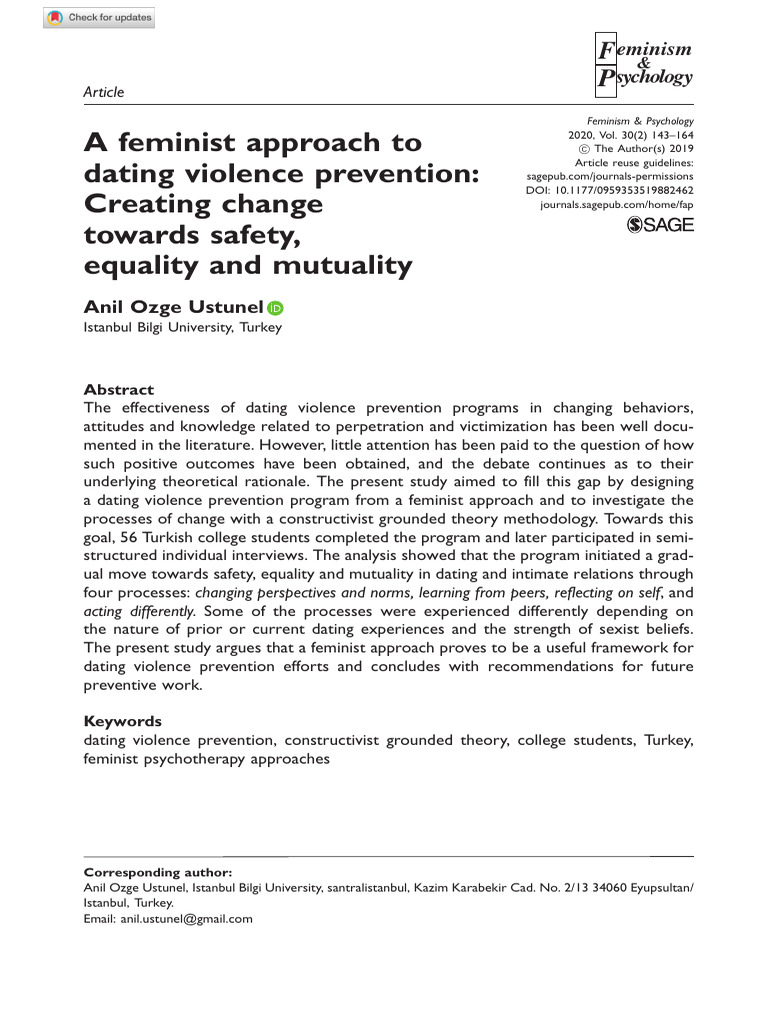 A feminist approach to dating violence prevention | PDF | Violence | Feminism