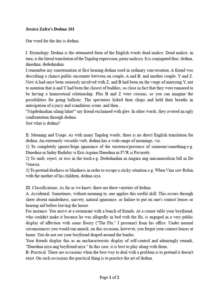 Jessica Zafra's Dedma 101 | PDF