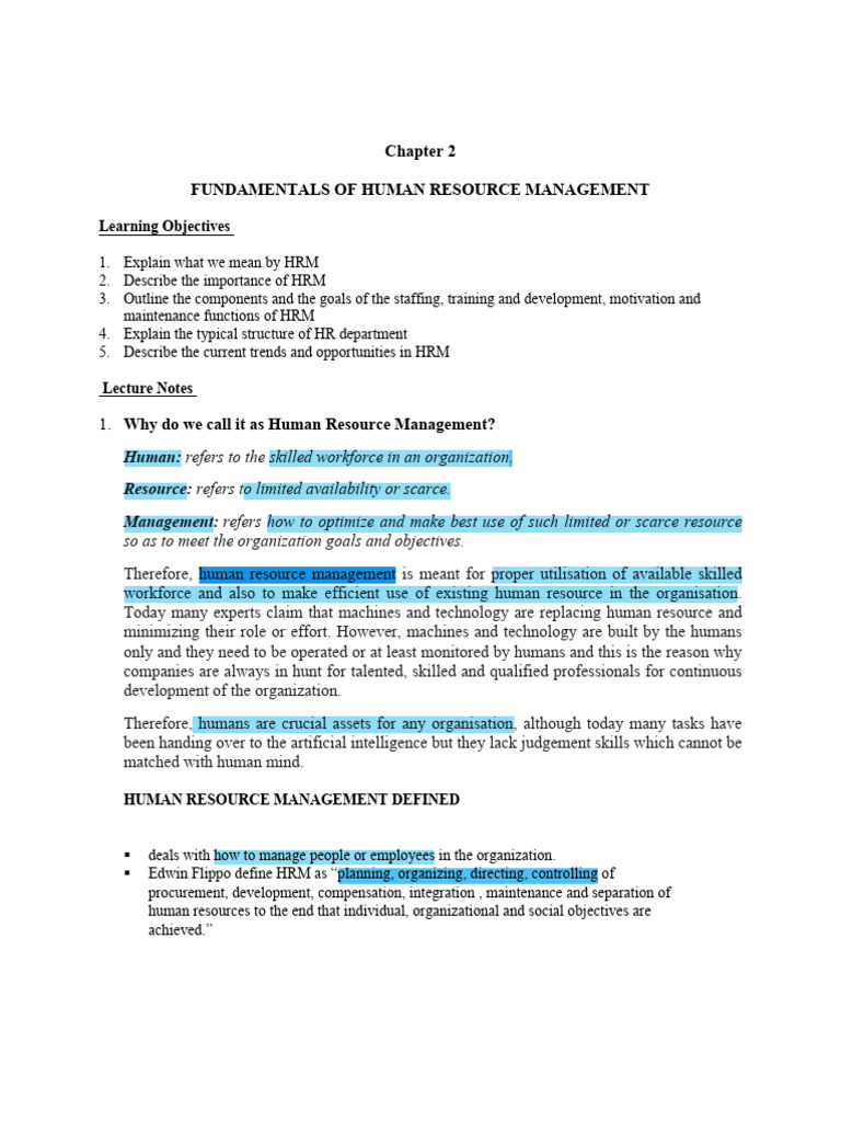 Chapter 1 Fundamentals Of Hrm Pdf Career Growth Business