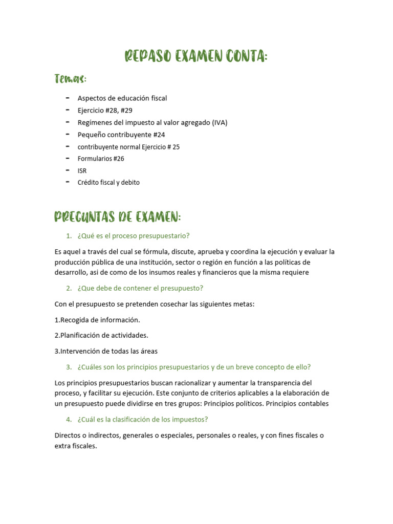 Repaso Examen Conta | PDF
