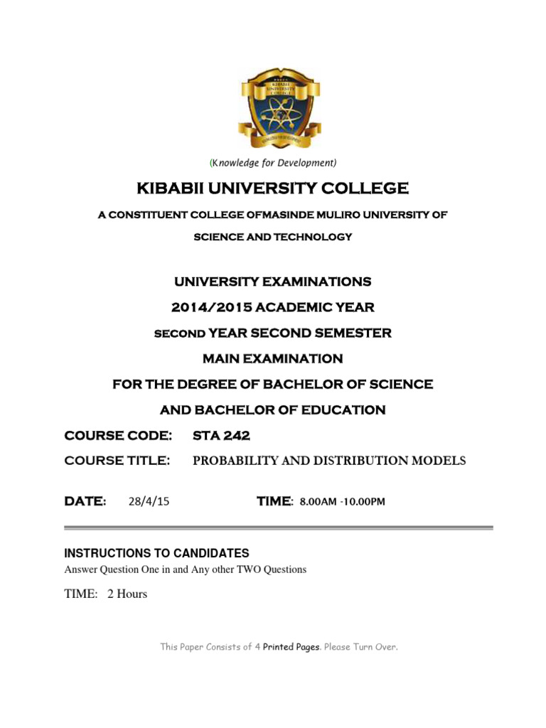Sta 242 Probability and Distribution Models | PDF | Statistical Theory | Probability Theory