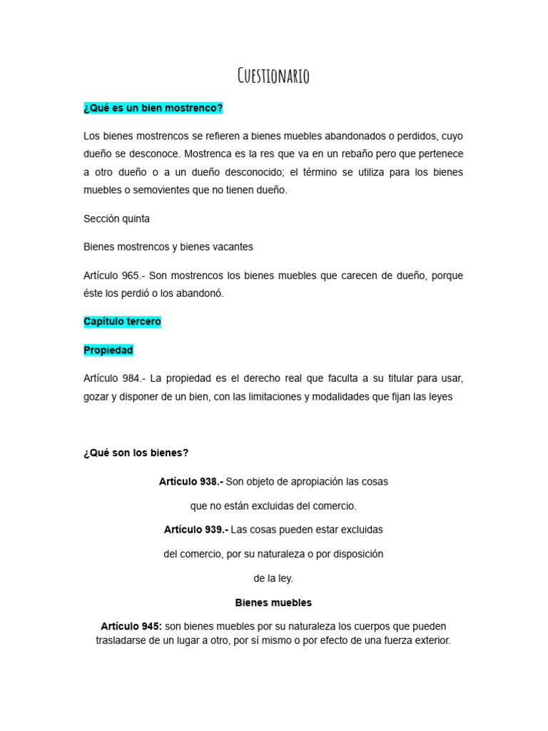 Definición de Bienes Mostrencos | PDF | Propiedad | Posesión (Ley)