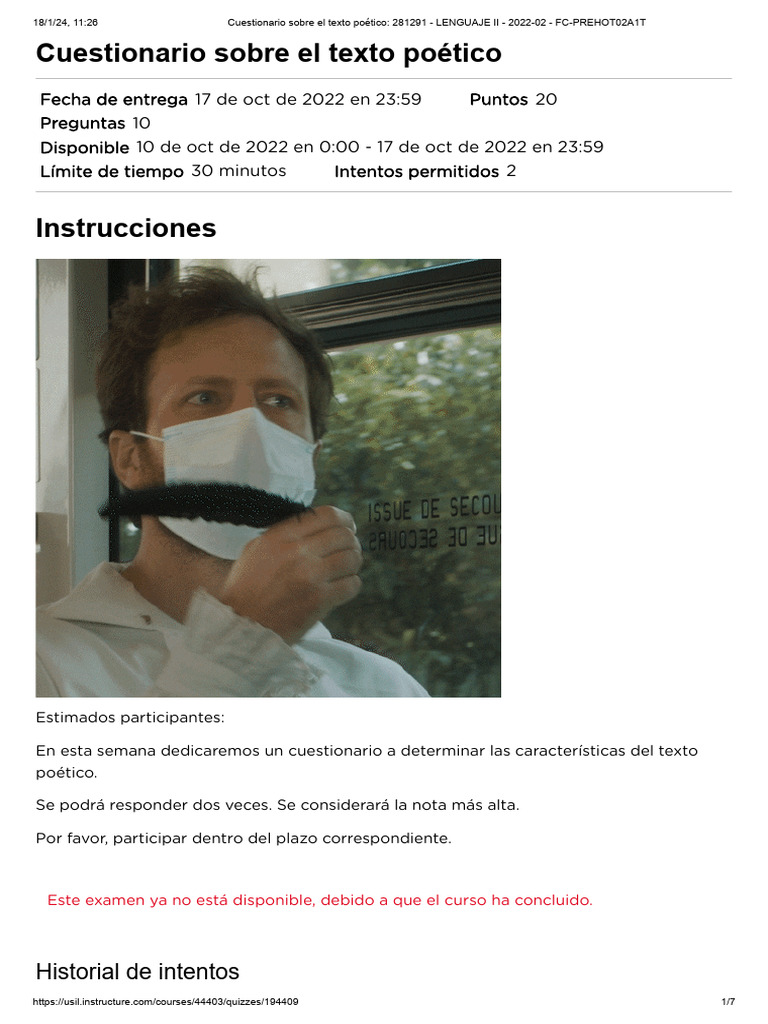 Cuestionario Sobre El Texto Poético - 281291 - LENGUAJE II - 2022-02 - FC-PREHOT02A1T | PDF ...