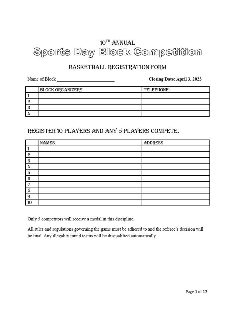 Sports Event Registration Form | PDF | Referee | Sports