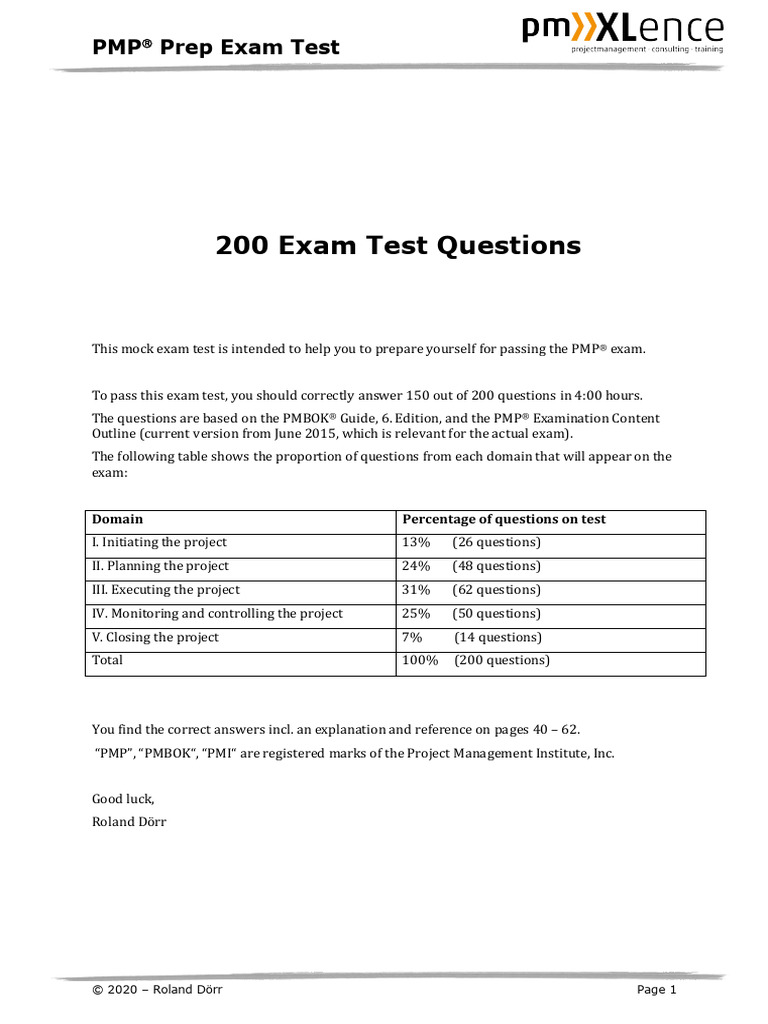 2020 - PMP Prep Exam Test 200 - 1n | PDF | Business