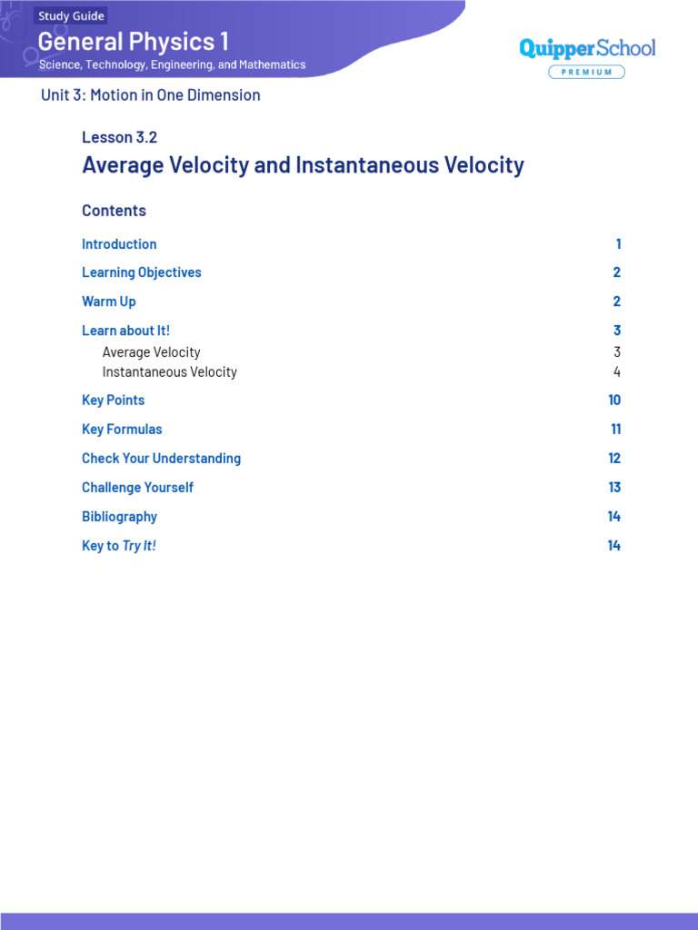 3.2 Average Velocity and Instantaneous Velocity | PDF | Velocity | Speed