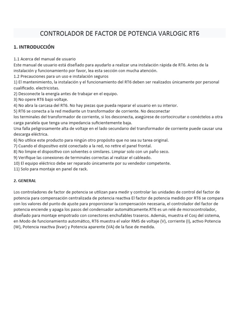 CONTROLADOR VARLOGIC | PDF | Transformador | Energia electrica