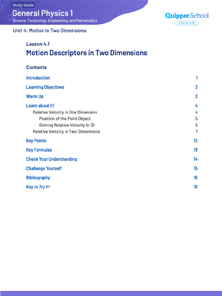 4.1 Motion Descriptors in Two Dimensions | PDF | Velocity | Euclidean ...