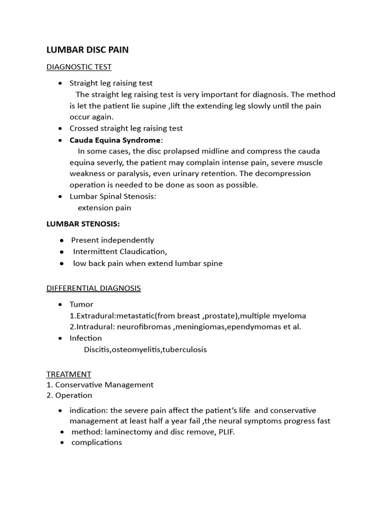LUMBAR DISC Notes | PDF | Thumb | Finger
