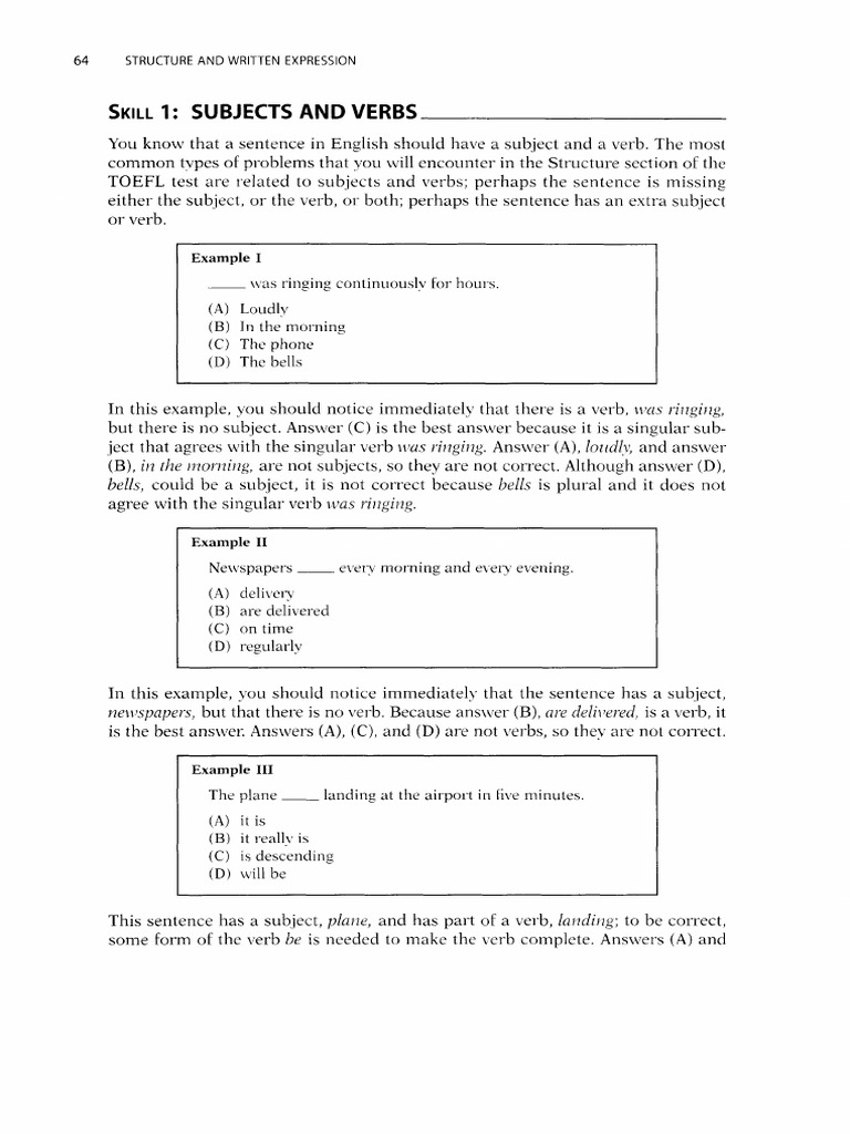 Skill 1 - Subject and Verb | PDF