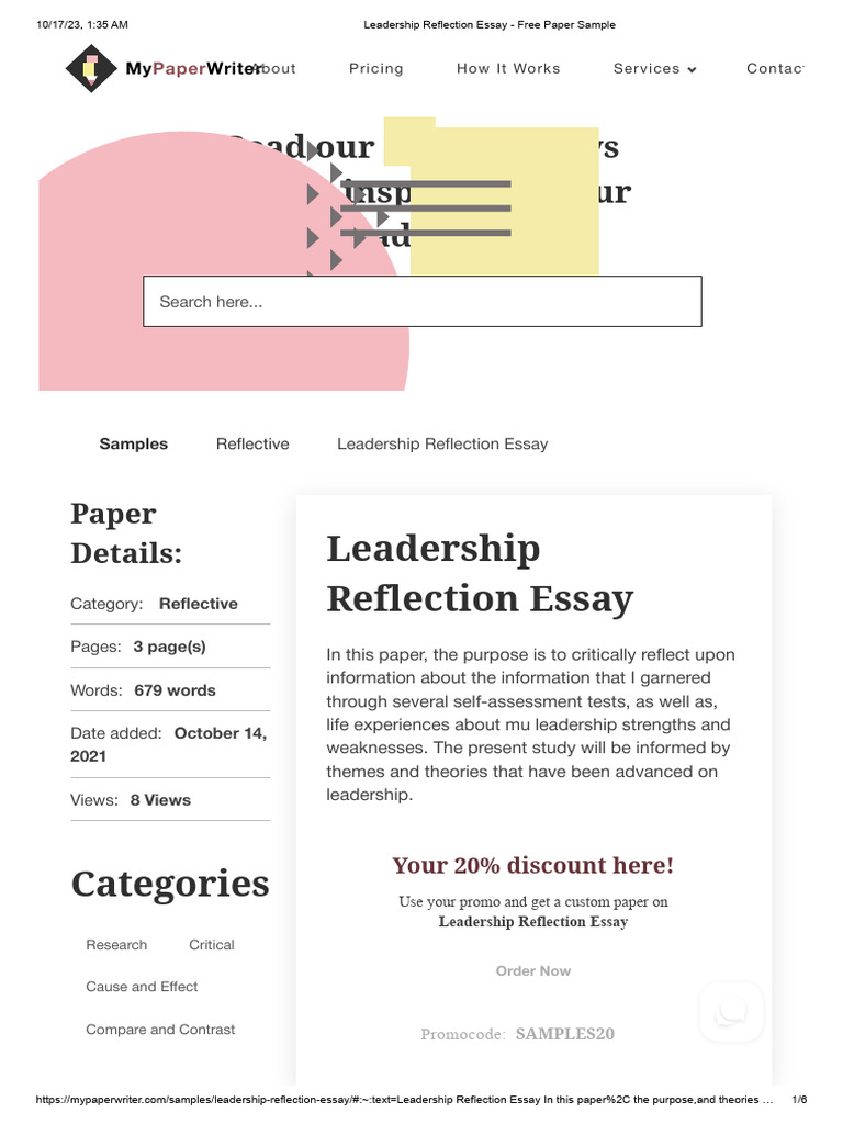 Leadership Reflection Essay Insights | PDF | Leadership | Essays
