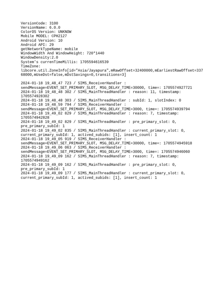Android 10 Device SIM Slot Logs | PDF