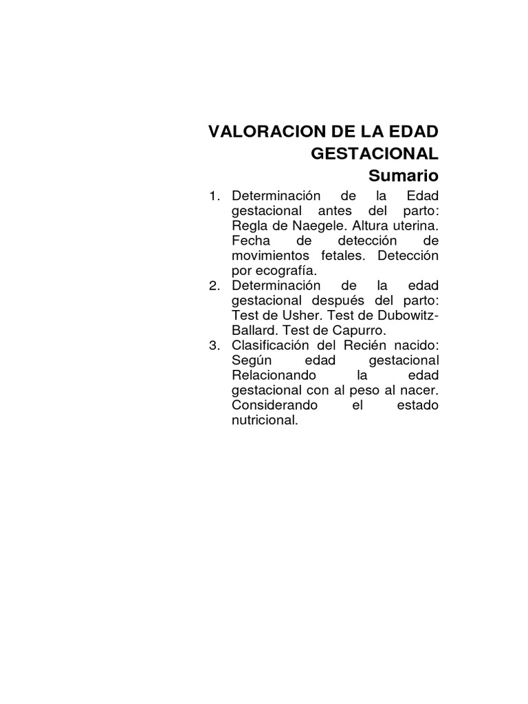 Valoracion de La Edad Gestacional - Actualizado Agosto 2016 | Descargar ...