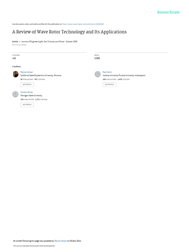 A Review of Wave Rotor Technology and Its Applicat | PDF | Turbine ...