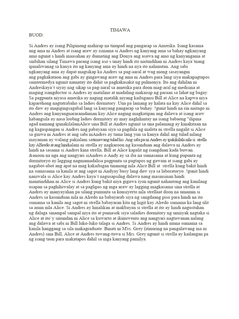Buod NG Timawa | PDF