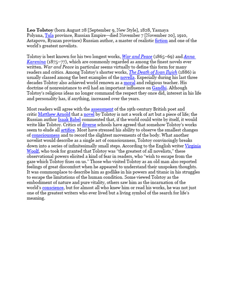 Leo Tolstoy Pdf