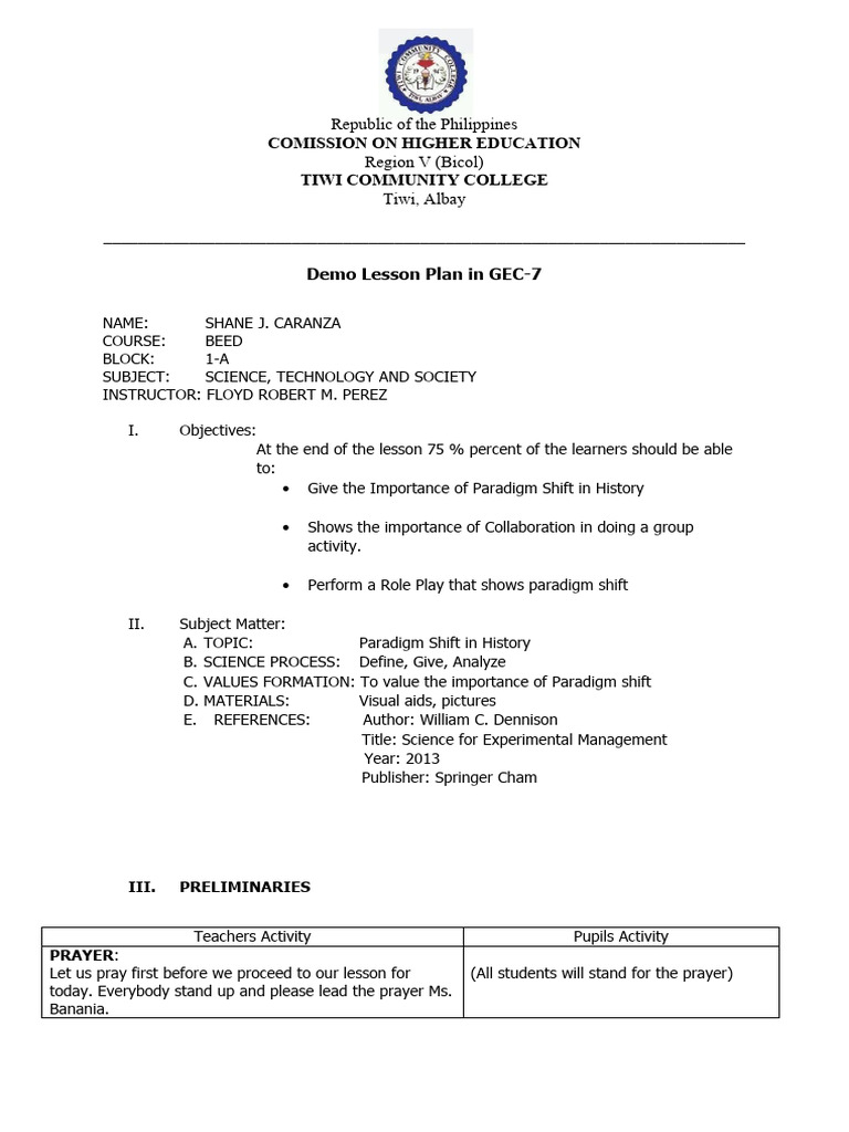 Demo Lesson Plan in GEC | PDF | Science | Academic Discipline Interactions