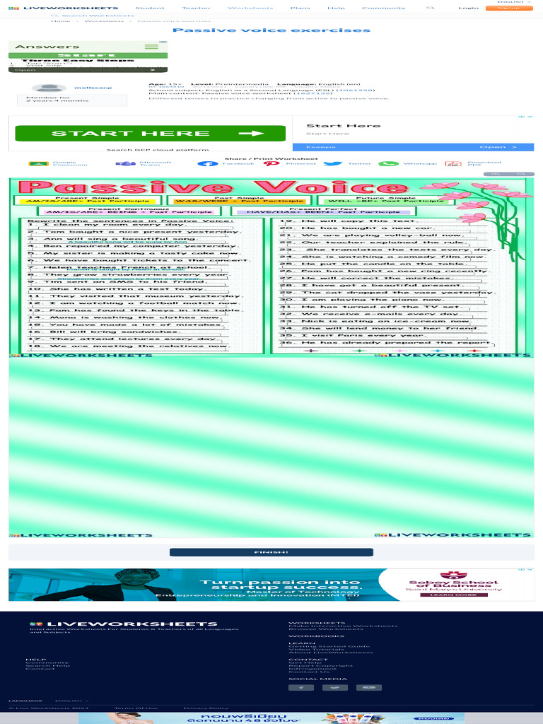Passive Voice Exercises Live Worksheets | Download Free PDF | Worksheet | Human Communication