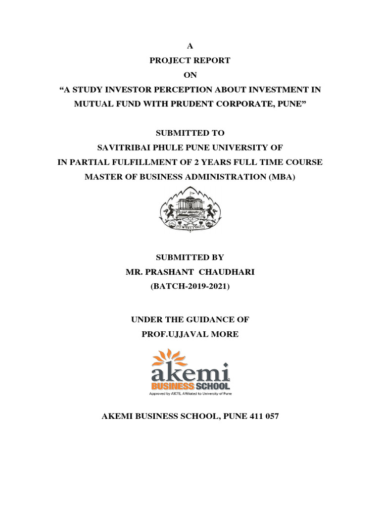 Prashant Chaudhari PDF Project | PDF | Investment Fund | Investing