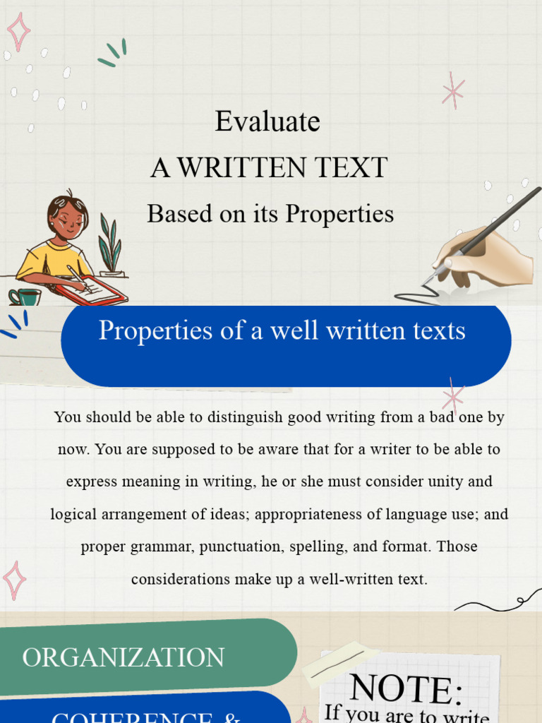 Reading and Writing PPT Evaluate Written Texts | PDF