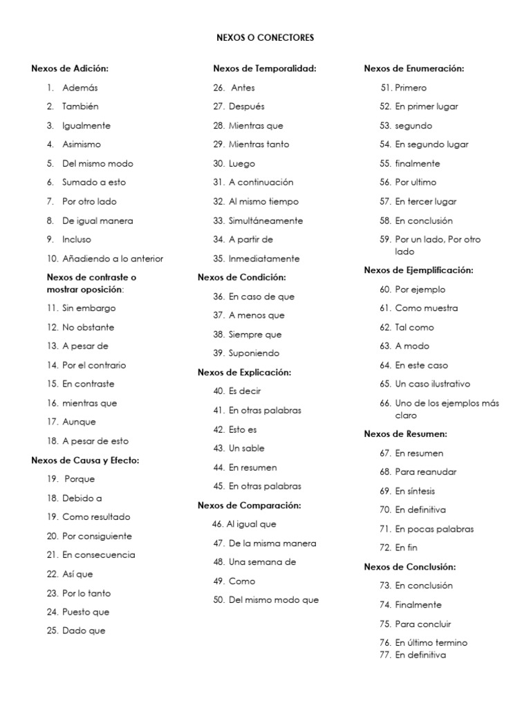Nexos y Conectores | PDF