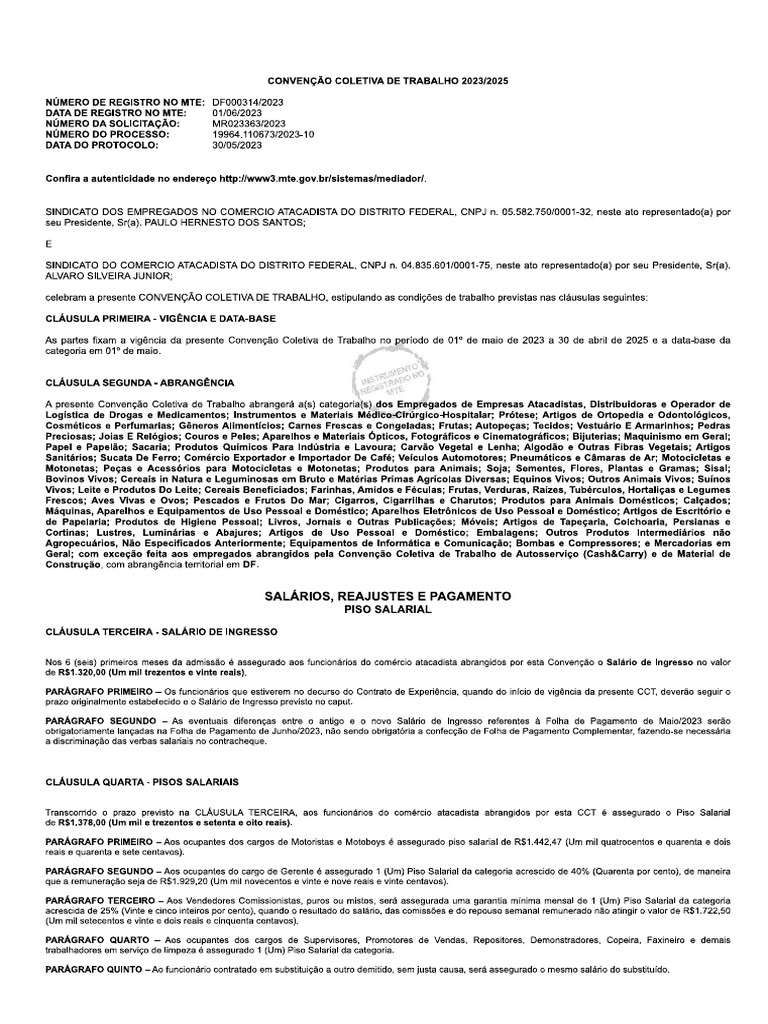 CCT 2023 2025 (Demais Categorias) - Mte | PDF