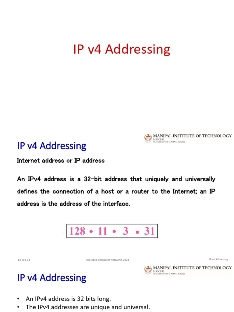 IP v4 Addressing | PDF | Ip Address | Computer Architecture