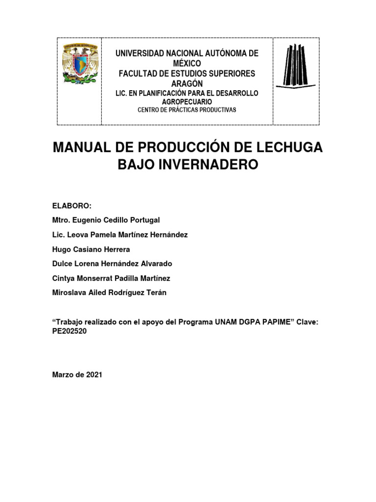 Manual de Produccion de Lechugas Bajo Invernadero | PDF | Lechuga | Fertilizante