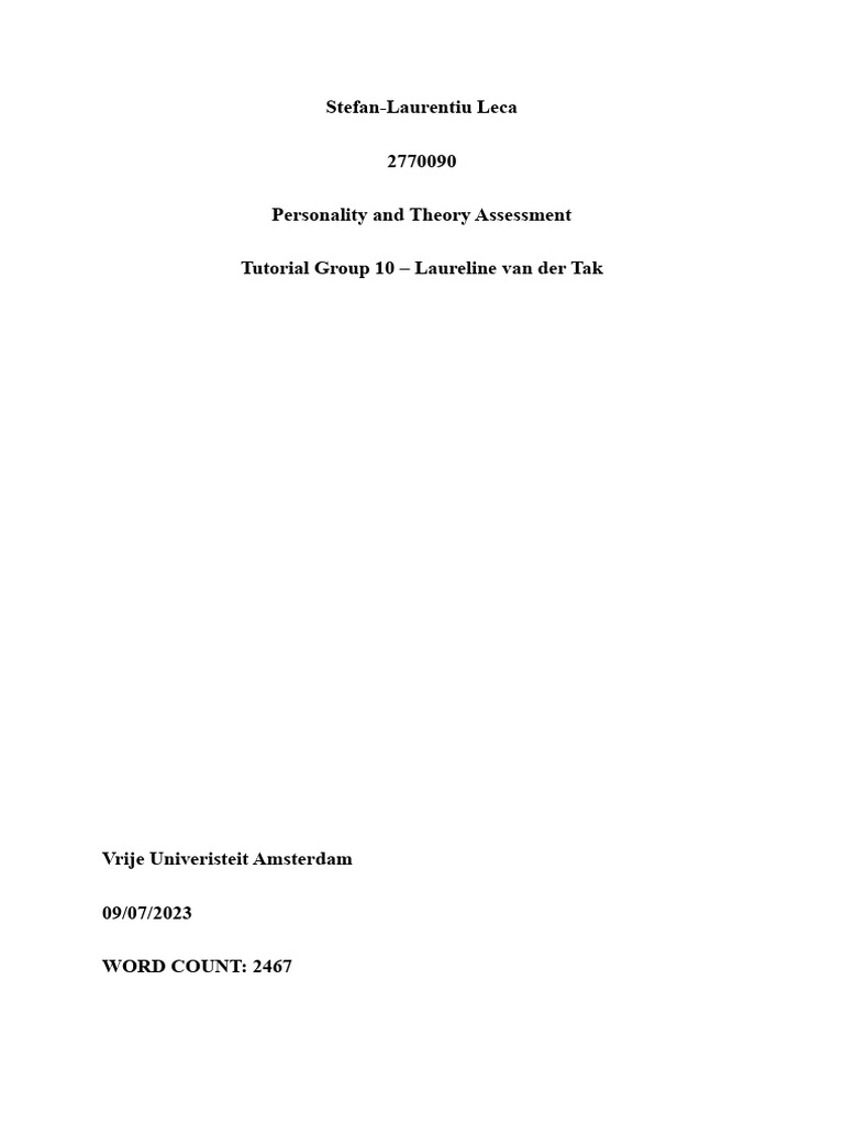 Final Report PTA | PDF | Extraversion And Introversion | Self Control