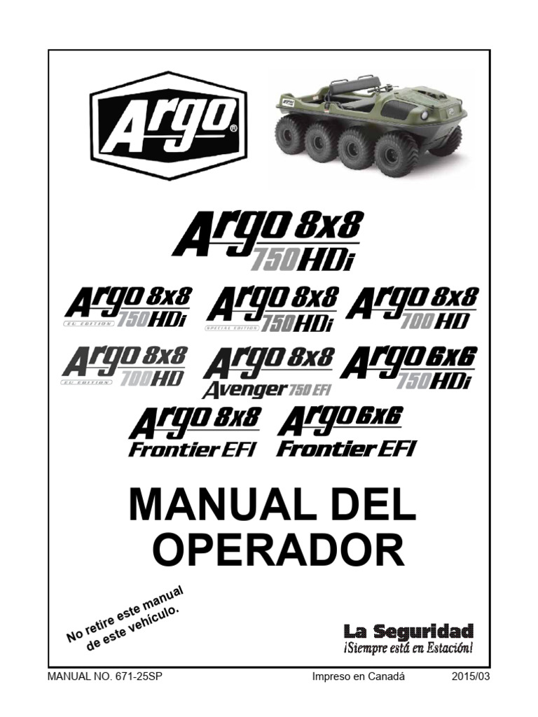 Spanish 2015 Argo Atv Operators Manual (Rev 02-2015) | PDF